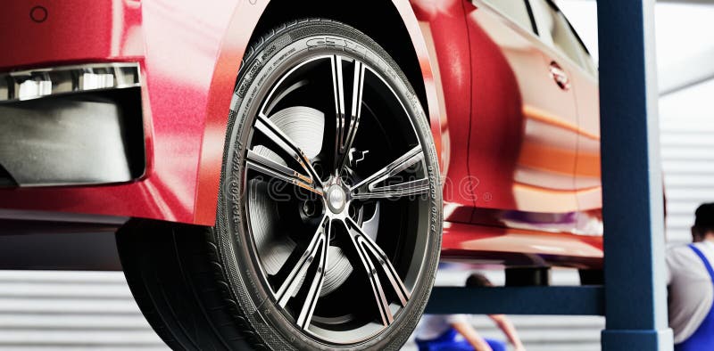 Car Wheels and Tires in the Service Center. Stock Photo - Image of ...
