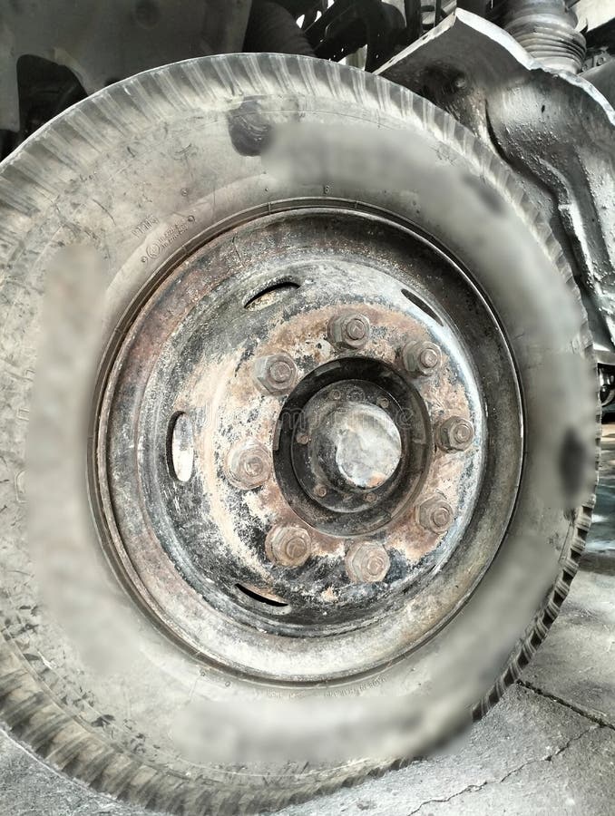 Car Wheels that are Used for a Long Time Wear Out. Stock Image - Image ...