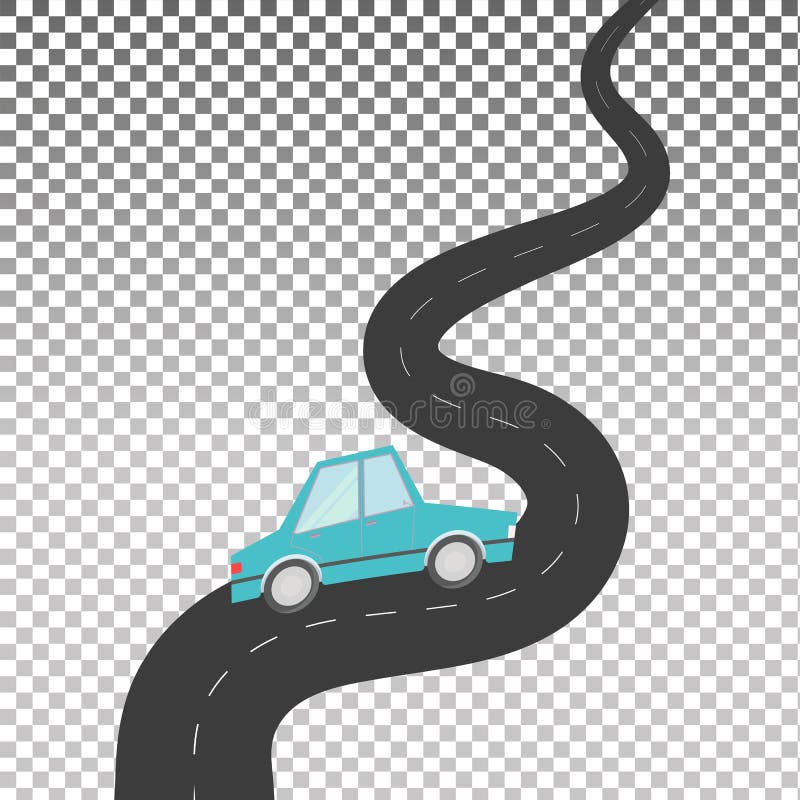 The car on a winding road. stock vector. Illustration of isolated ...