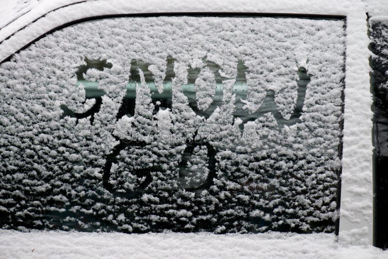 The Words SNOW are Written in Snow. Written Word on a Snow White Field ...