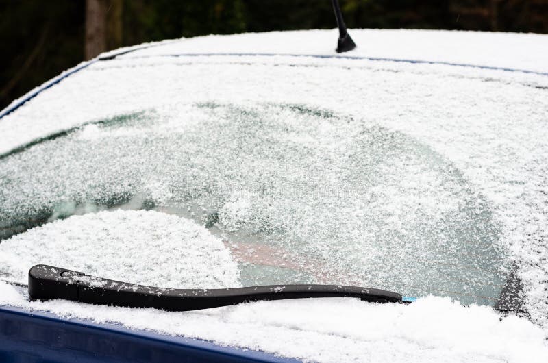 Car Windows and Wipers Covered with Snow in Winter Stock Image - Image ...