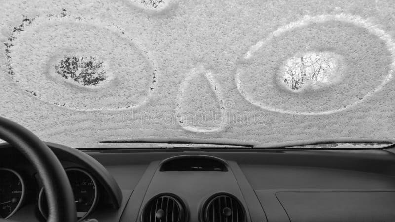 Car Windscreen Frozen Inside View Stock Image - Image of snow, rime ...