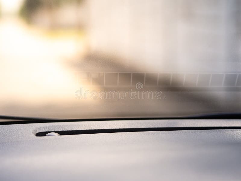 Car Windshield and Console Textures with Yellow Sunlight. Stock Photo ...