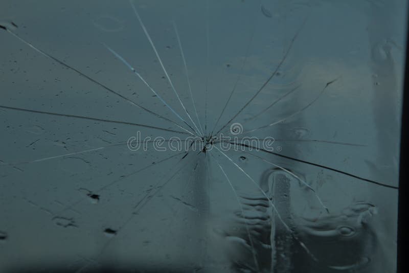 Car Windshield with a Crack Stock Photo - Image of scene, crushed ...