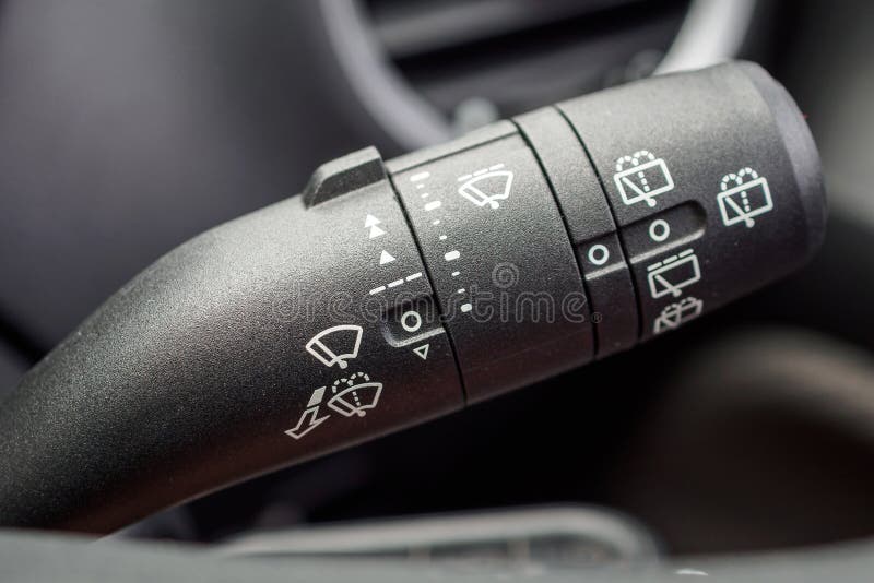 Car Windshield Rain Wiper Control Switch Close Up Stock Image - Image ...