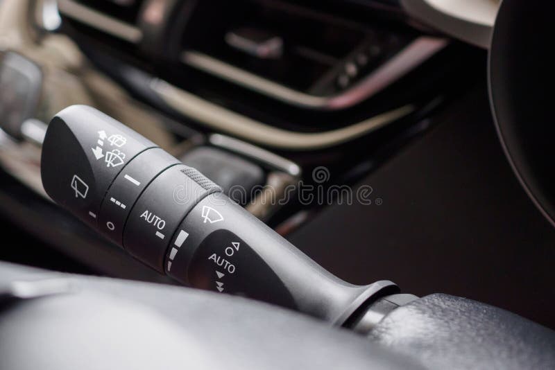 Car Windshield Rain Wiper Control Switch Close Up Stock Image - Image ...