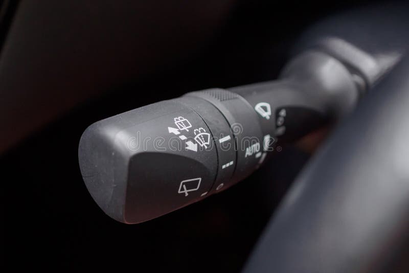 Car Windshield Rain Wiper Control Switch Closeup Stock Image - Image of ...