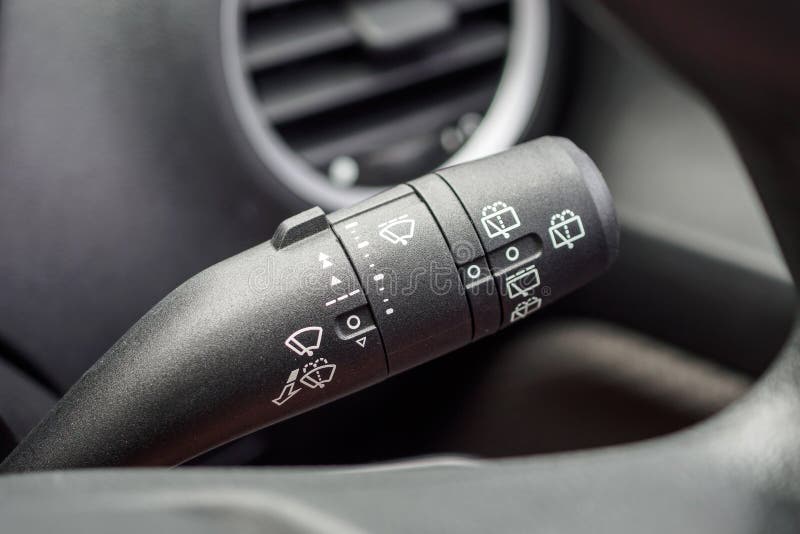 Car Windshield Rain Wiper Control Switch Closeup Stock Image - Image of ...