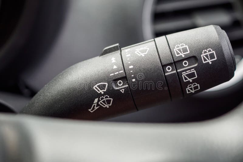 Car Windshield Rain Wiper Control Switch Closeup Stock Photo - Image of ...