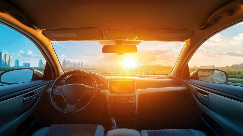 Car Windshield Sun Shade Reflective Protection on a Hot Day Stock ...