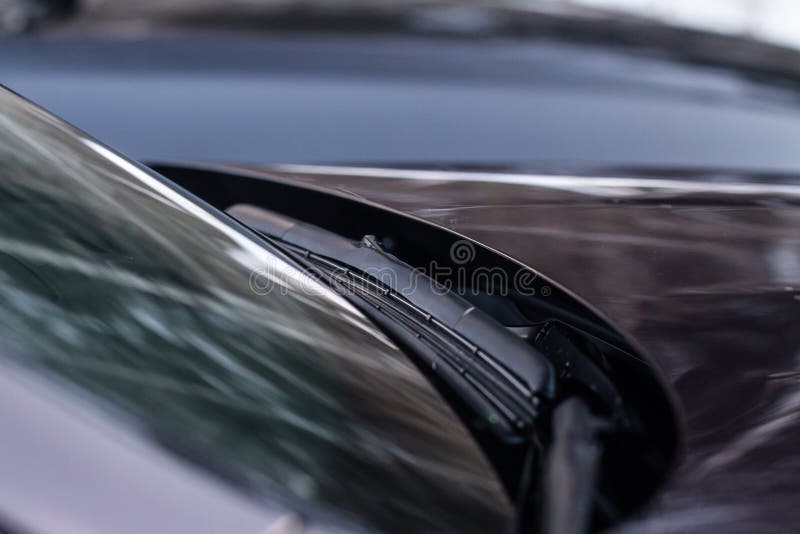 Car Windwhield Wiper Close Up. Stock Image - Image of white, safety ...