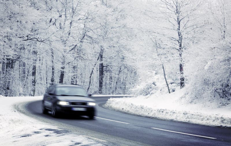Car in winter stock photo. Image of blue, drive, landscape - 89157308