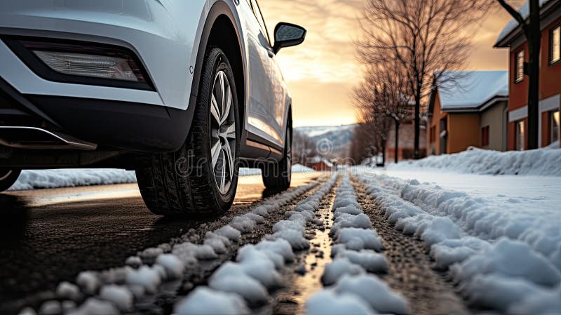 Car winter tires stock image. Image of outdoors, slippery - 289235615