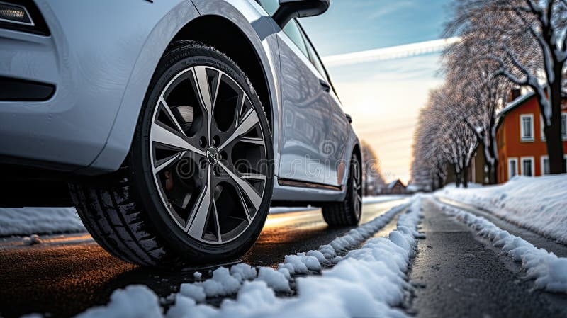 Car winter tires stock illustration. Illustration of slippery - 297656855