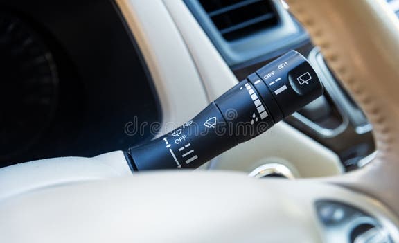Car Wiper Switch. Wiper Handle Switch in Car. Adjusting Speed of Screen ...