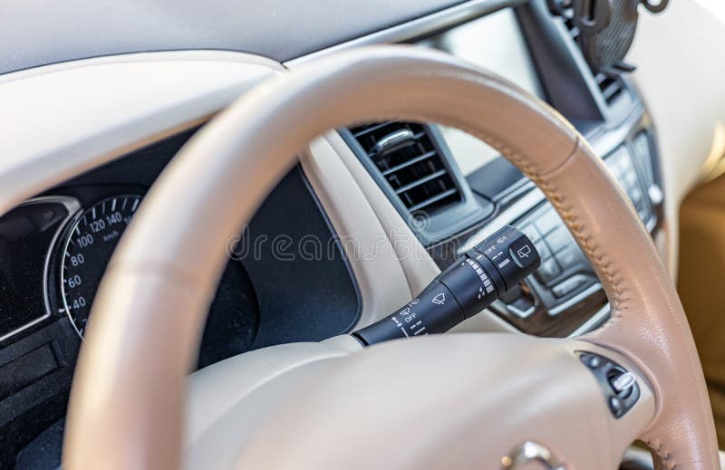 Car Wiper Switch. Wiper Handle Switch in Car. Adjusting Speed of Screen ...