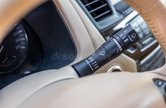 Car Wiper Switch. Wiper Handle Switch in Car. Adjusting Speed of Screen ...