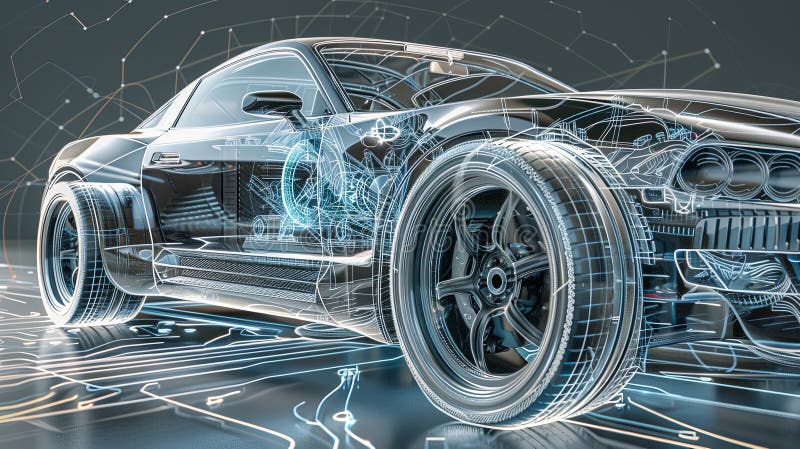 Car with Wire Frame stock photo. Image of graphic, tool - 308484852