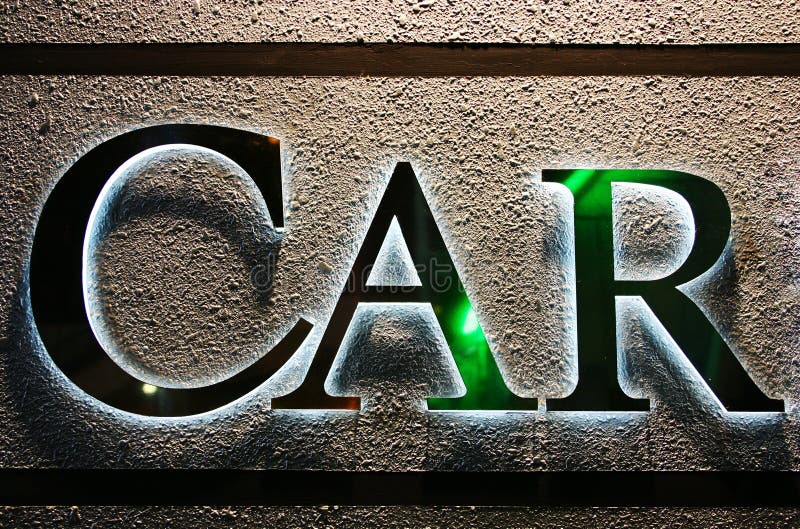 CAR Word Glow On Textured Wall Picture. Image: 3066088
