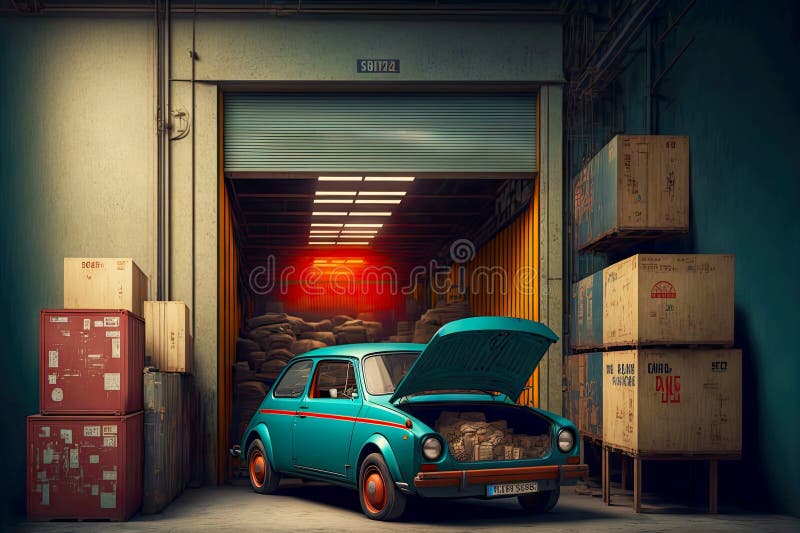 Car Working in Warehouse for Unloading and Loading Goods Stock ...