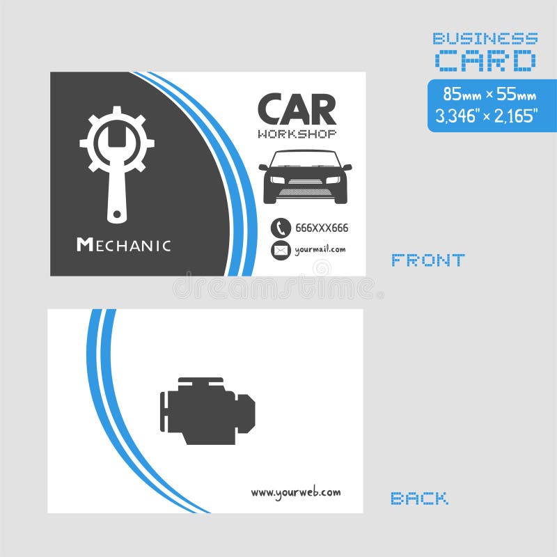 Car workshop visit card stock vector. Illustration of mechanic - 277571878