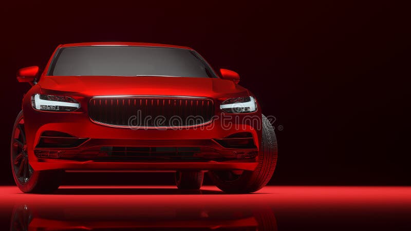 Car Wrapped in Red Matte Chrome Film. 3d Rendering Stock Photo - Image ...