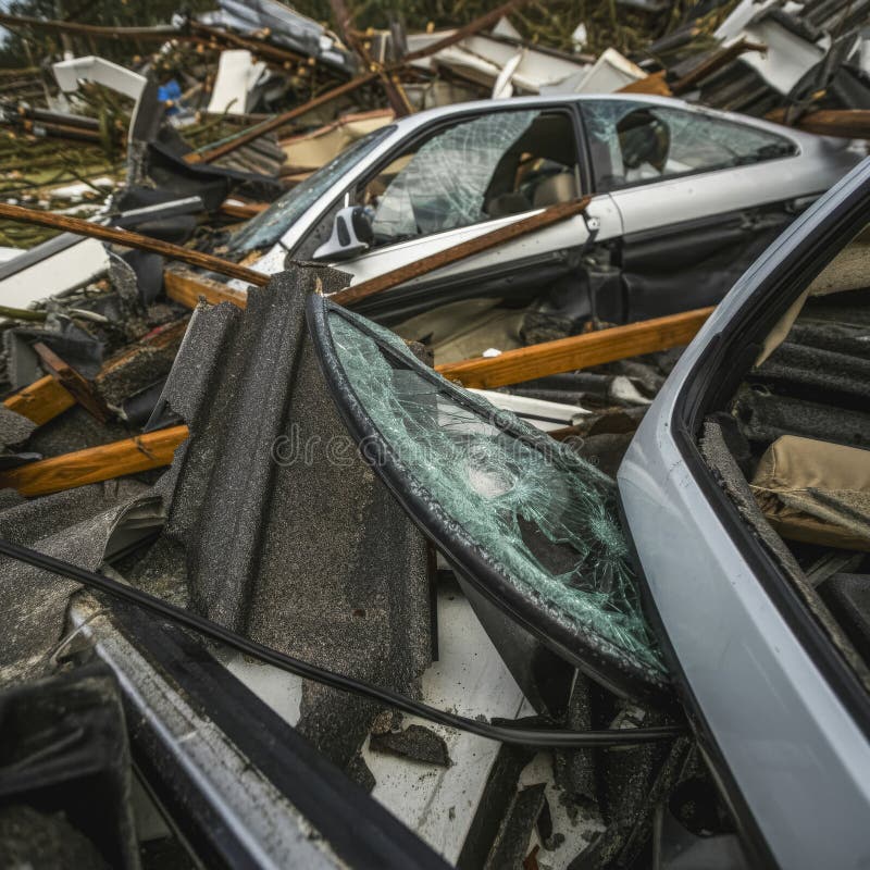 Car Wreck Amidst Tornado Debris: Capturing Storm Destruction and Chaos ...