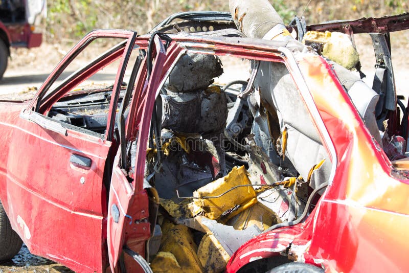 Car wreck from explosion stock image. Image of crime - 65861207