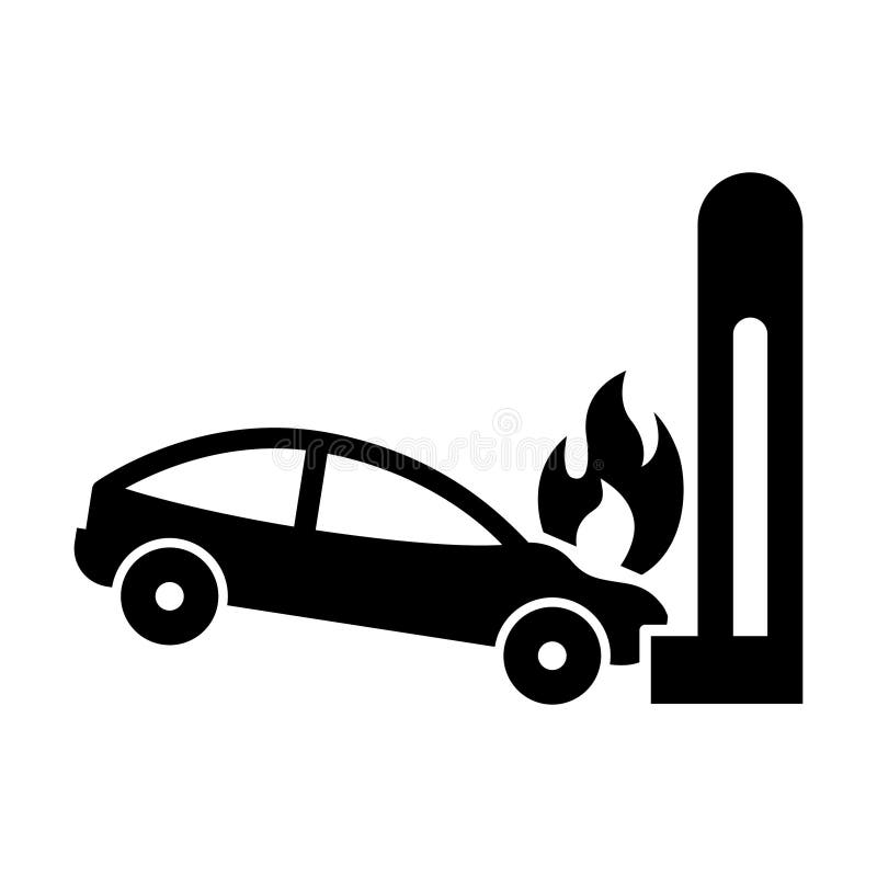 Car Wreck and Flame Isolated Vector Icon that Can Be Easily Modified or ...