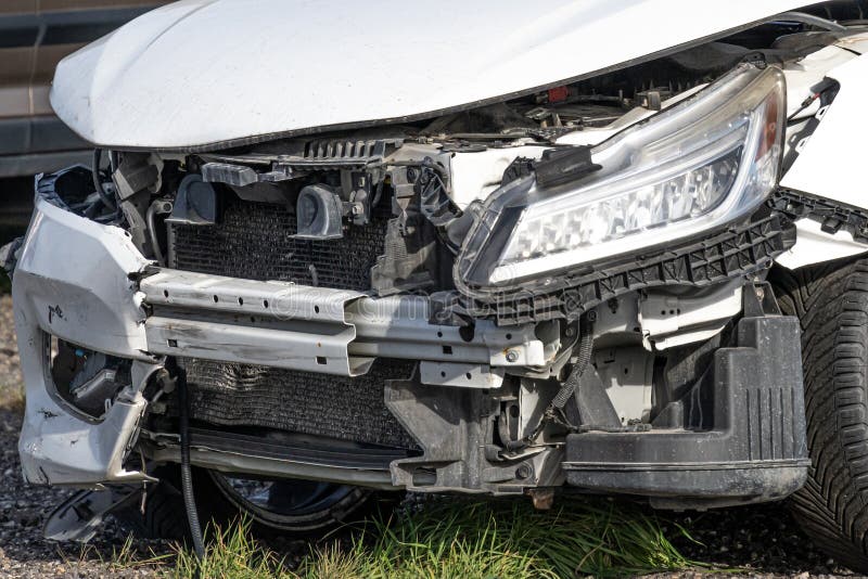 Car Wreck after Head on Collision with Another Vehicle Stock Image ...