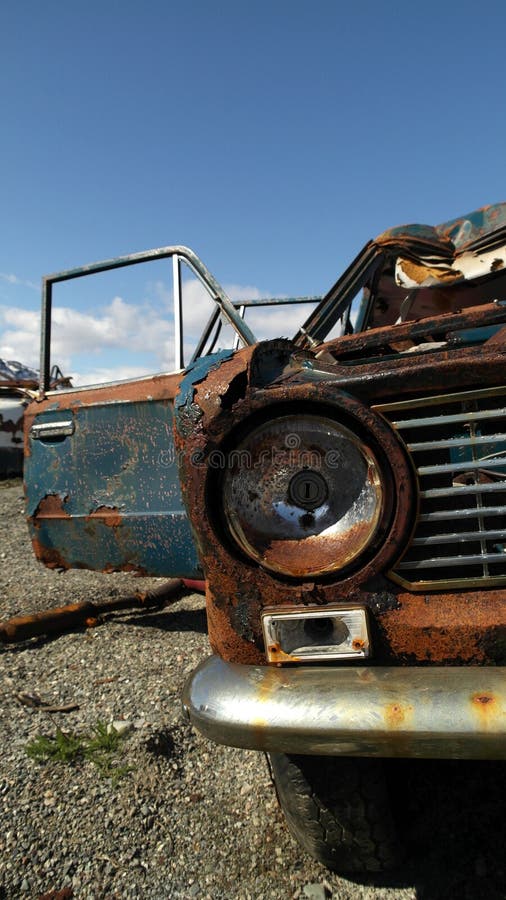 Car wreck stock image. Image of front, paint, rusty, shattered - 54829009
