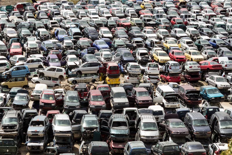 Car wrecks on junkyard editorial photography. Image of pollution - 53849552