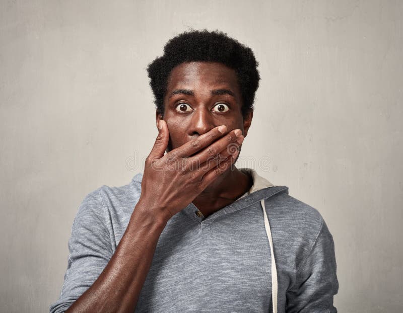 Cara Assustado Do Homem Negro Imagem de Stock - Imagem de lifestyle ...