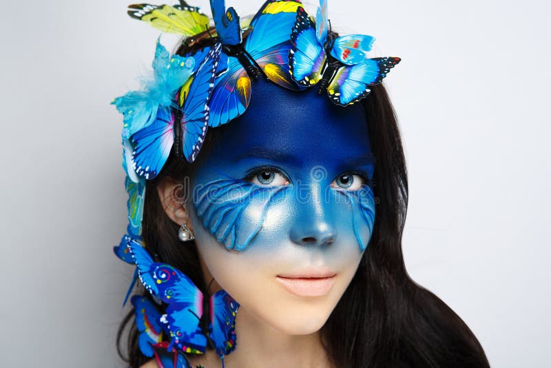 Cara Azul Del Arte De La Mujer Foto de archivo - Imagen de flor ...