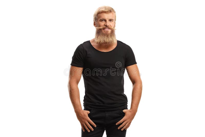 Cara Com Barba Loira E Bigode Posando E Sorrindo Foto de Stock - Imagem ...