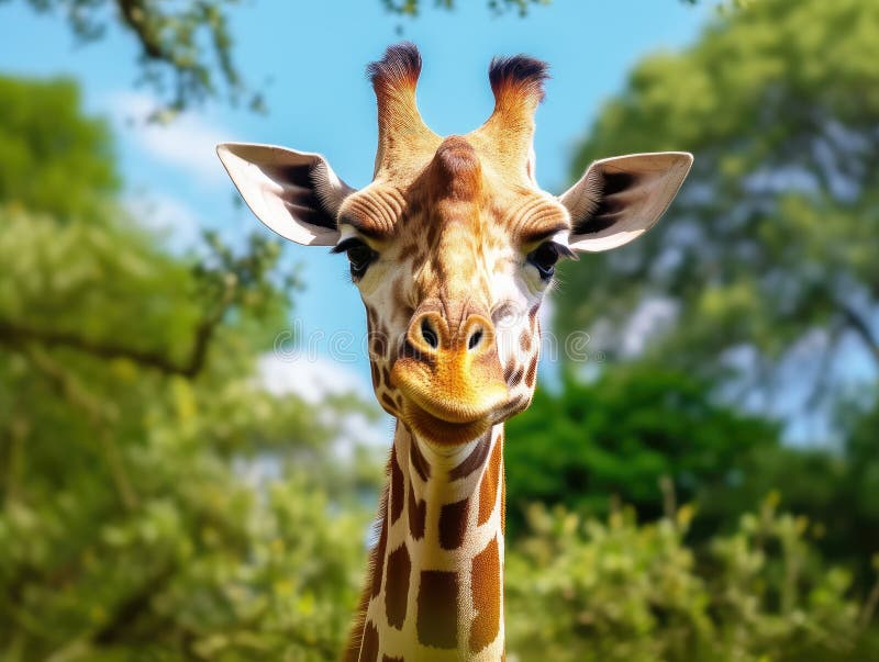 Cara de girafa ilustração stock. Ilustração de chifre - 297447438