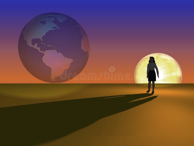 Cara de la mujer el mundo stock de ilustración. Ilustración de meta ...