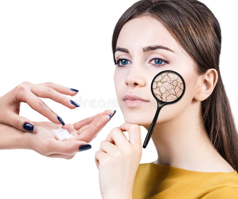 Cara De La Mujer Joven Con La Piel Seca Foto de archivo - Imagen de ...