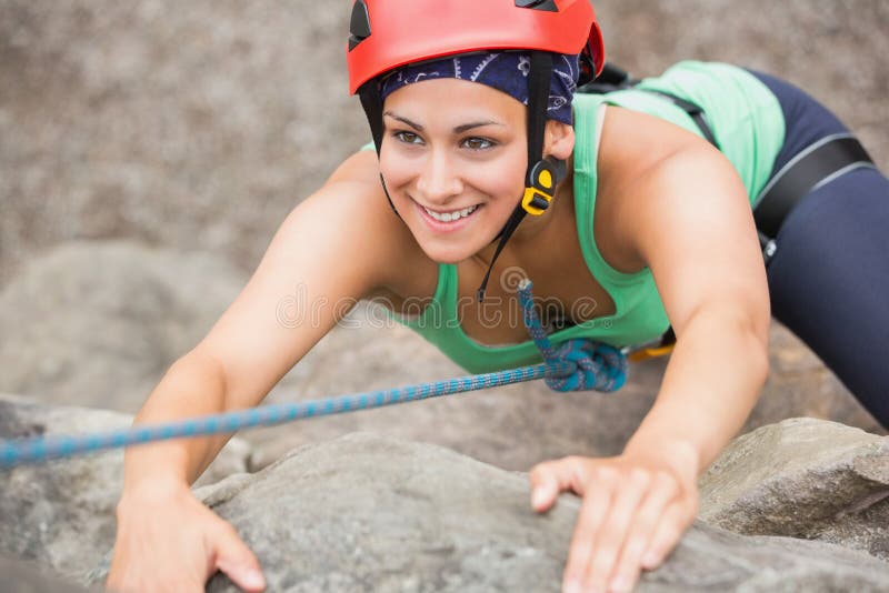 Cara De La Roca De La Muchacha Que Sube Feliz Foto de archivo - Imagen ...