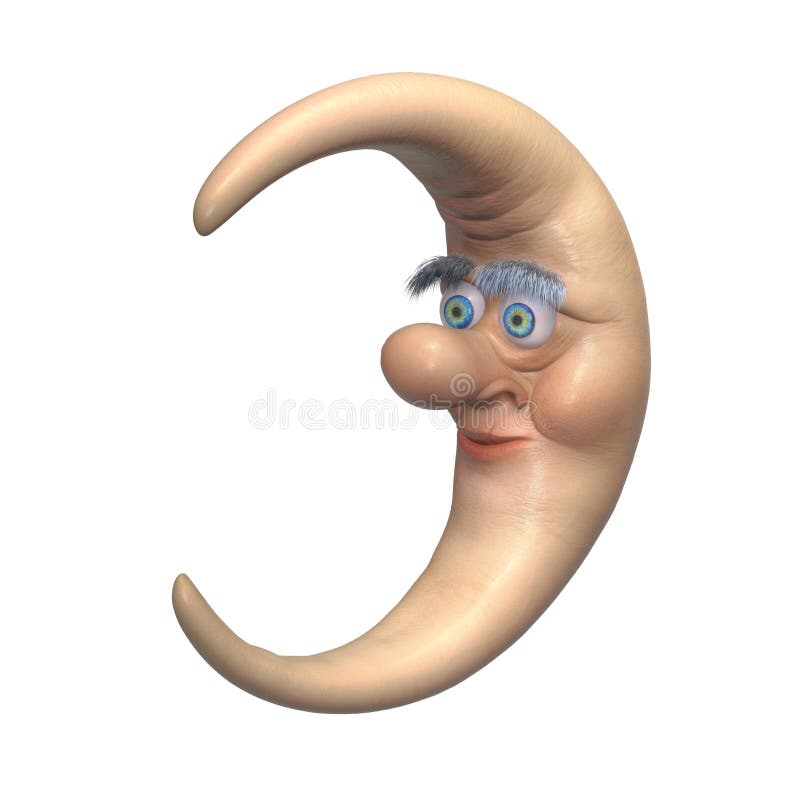 Cara De Lua Engraçada Da Ilustração 3d Ilustração Stock - Ilustração de ...