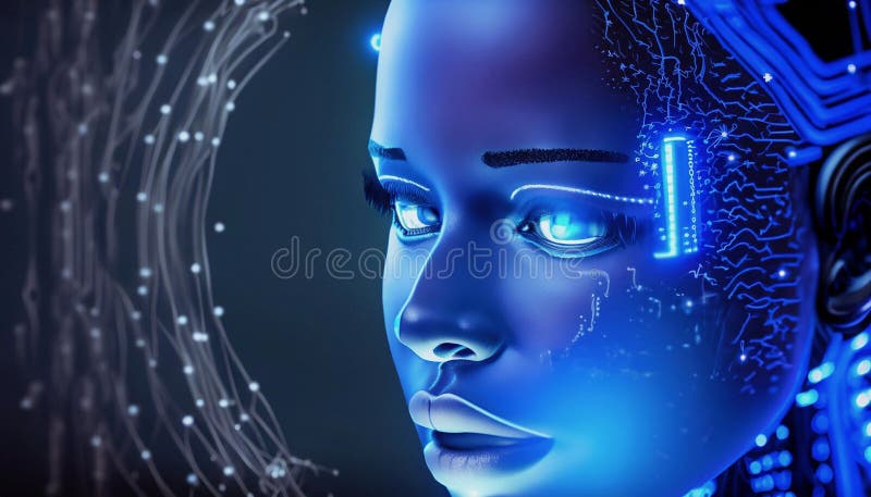 Cara de robot humanoide stock de ilustración. Ilustración de pista ...