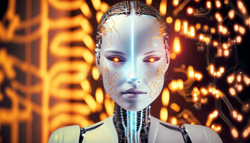 Cara de robot humanoide stock de ilustración. Ilustración de cara ...