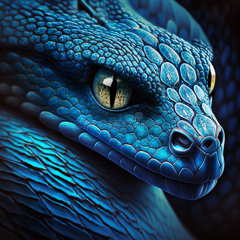 Cara De Serpente Azul. Serpente De Serpente Ilustração Stock ...