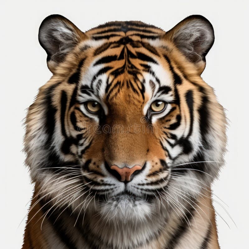 Cara De Tigre Capturada En Fondo Blanco Stock de ilustración ...
