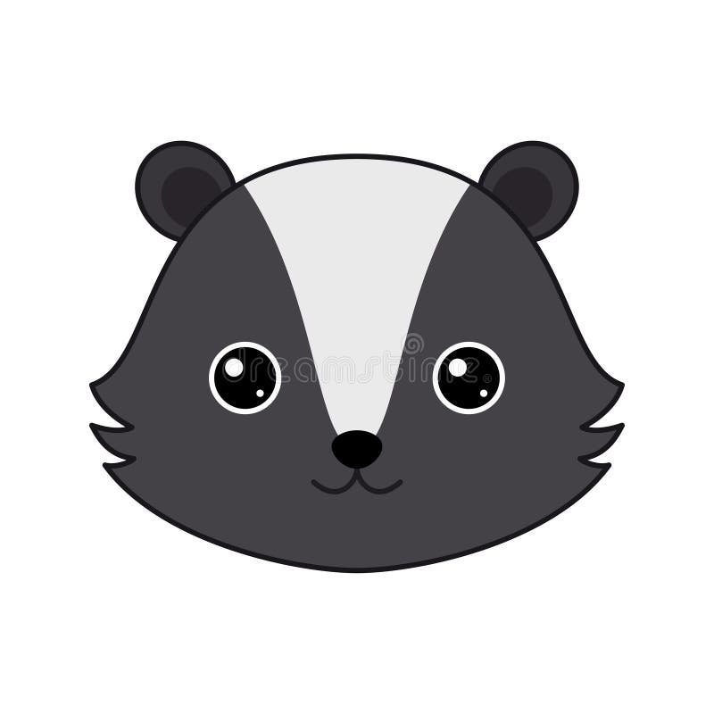 Cara De Zorrillo Lindo Aislada En Fondo Blanco Ilustración del Vector ...