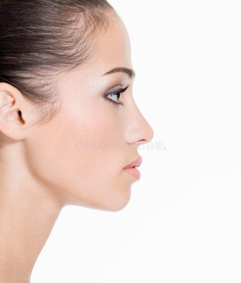 Face Do Perfil Da Mulher Nova Foto de Stock - Imagem de atrativo, fundo ...