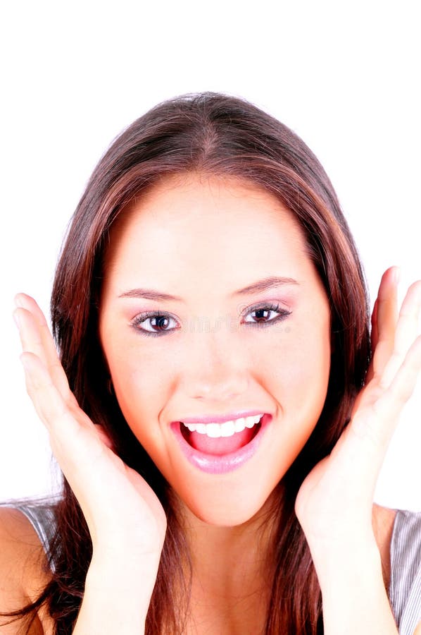 Cara feliz imagen de archivo. Imagen de mano, hermoso - 23451031