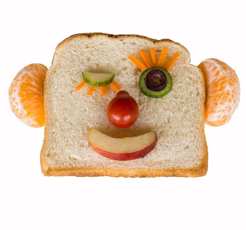 Cara feliz del pan aislada imagen de archivo. Imagen de mandarina ...
