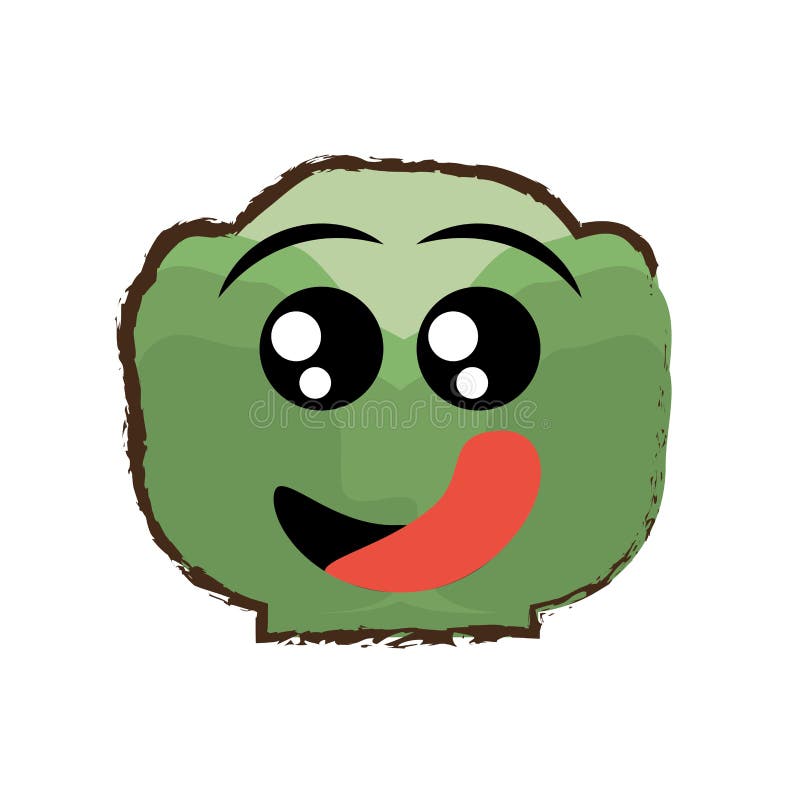 Cara Hambrienta De Las Expresiones De La Lechuga Stock de ilustración ...