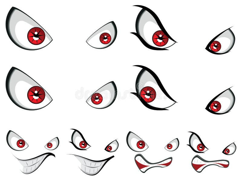 Cara Malvada Con Los Ojos Rojos Stock de ilustración - Ilustración de ...